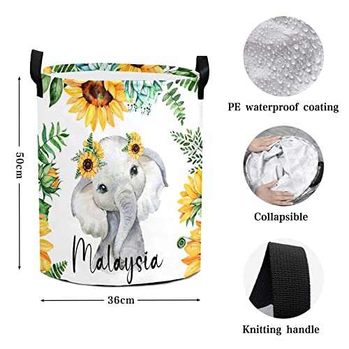 Personalized Laundry Basket with Name Custom Baby Hamper Collapsible Organizer Storage Bedroom Decor for Girls Adults Women (09)