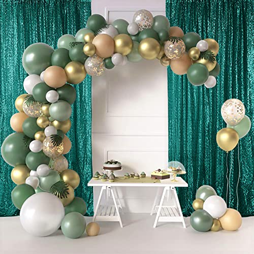 Hahuho Hunter Sequin Backdrop Curtain, 4PCS 2FTx8FT Glitter Backdrop Curtain for Parties, Christmas, Wedding, Party Decoration(4 Panels, 2FT x 8FT, Hunter