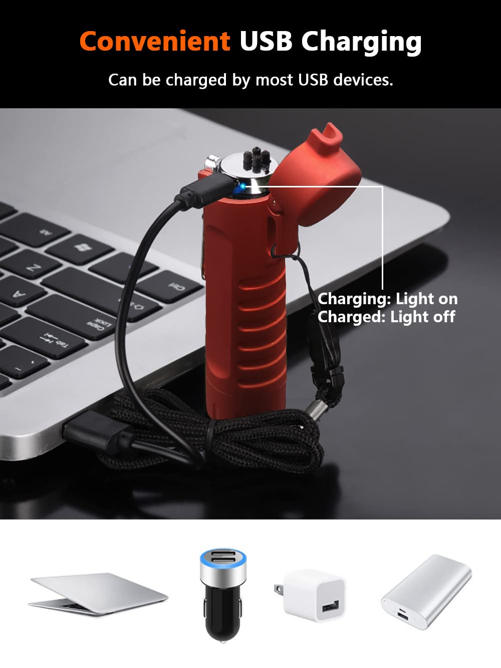 SKRFIRE Electric Outdoor Lighter Waterproof Plasma Lighter Windproof Arc Lighter Portable Fashion Lighter for Lighting Suitable for Emergency Survival Kit, Camping, Hiking (Red)