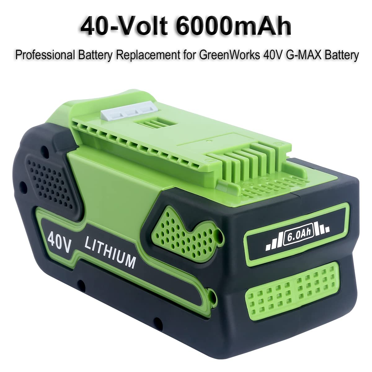 Biswaye 29472 6.0Ah 40V Lithium Battery Replacement for GreenWorks 40V G-MAX Power Tools 29462 29252 20202 22262 25312 25322 20642 22272 27062 21242 Battery
