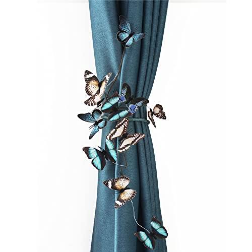 naudassods Artificial Butterfly Wreath, Fake Butterfly Decorative Vines, DIY 3D Unique Butterfly Hanging Decoration Home Wall Easter Spring Flower Party Wedding Decoration. (Peacock Blue)