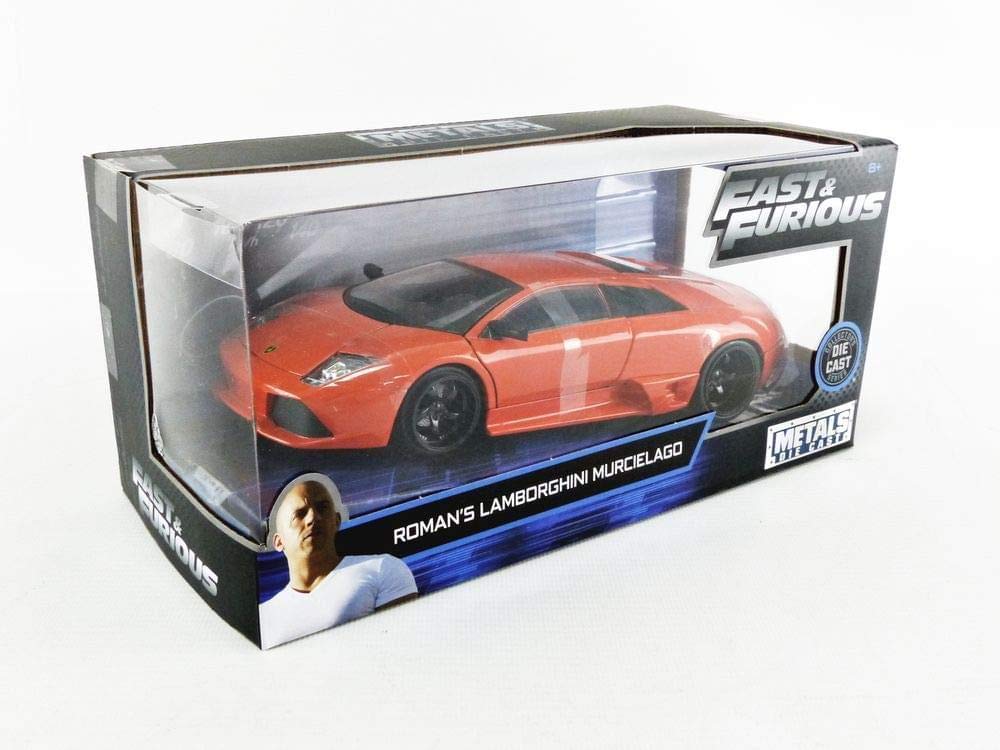 Jada Fast & Furious 1:24 Roman's Lamborghini Murcielago, Orange, Die-cast Car, Toys for Kids and Adults