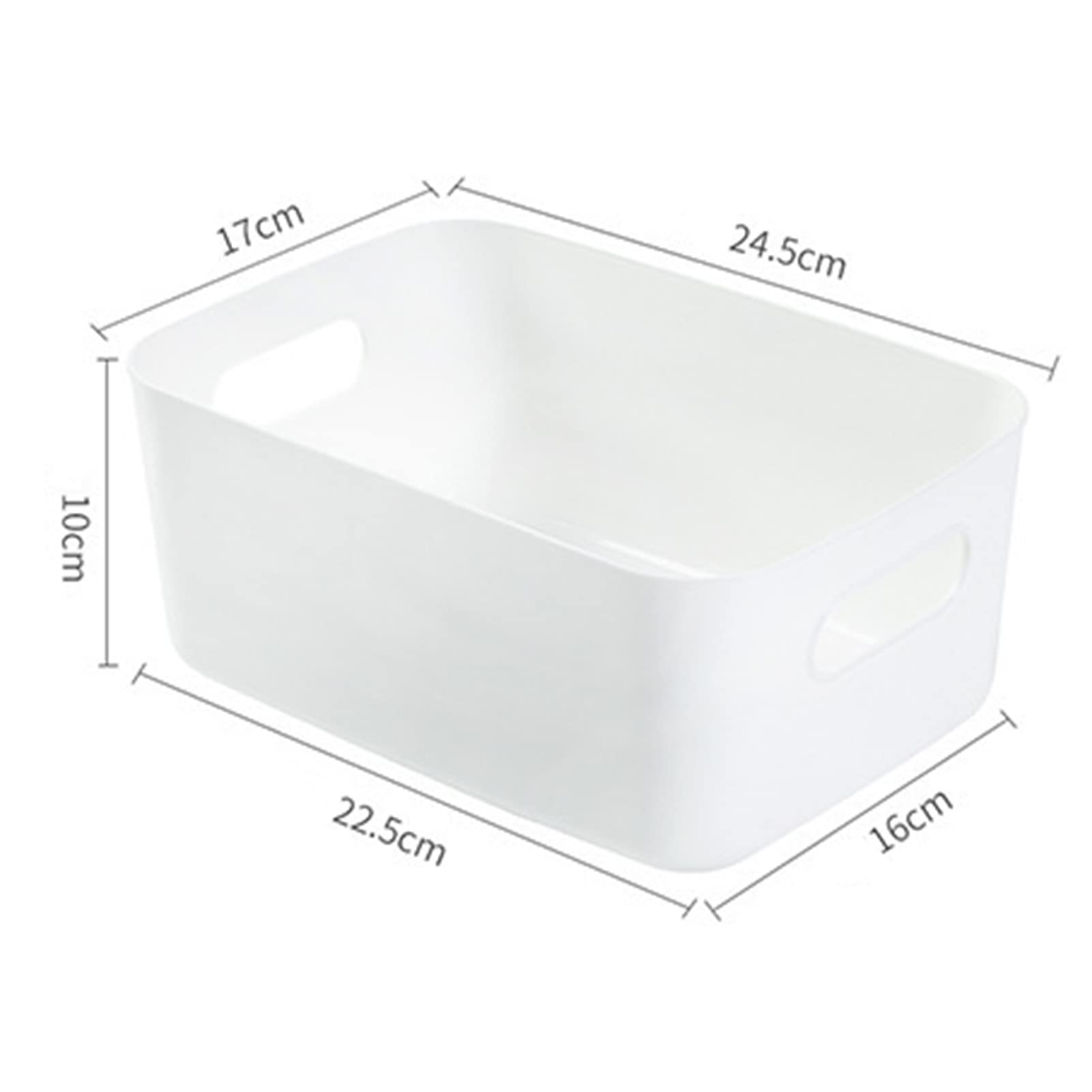 CHEOTIME Plastic Storage Basket, Desktop Storage Basket with Handle Reusable PP Cosmetic Storages Box Desktops Sundries Organizer with Handle for Household(Medium-White)