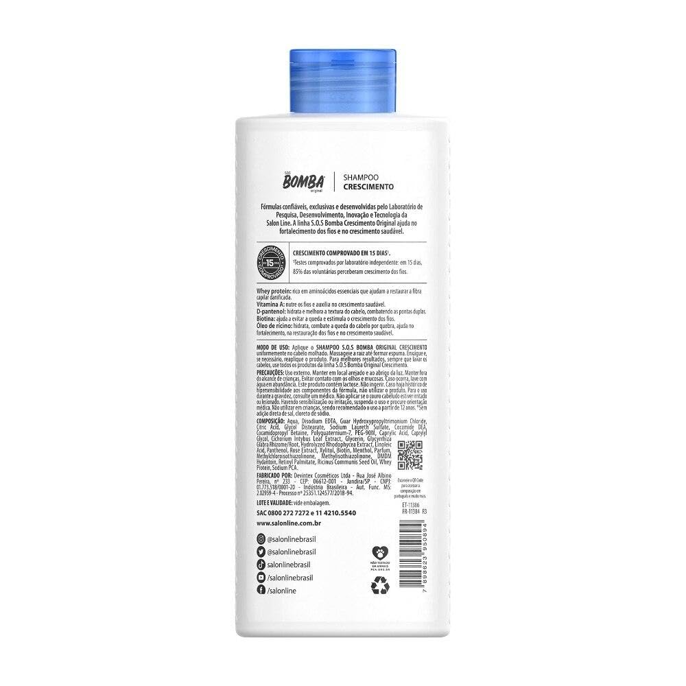 Salon Line - Linha SOS Bomba (Crescimento) - Shampoo 500 ML - (SOS Bomb (Growth) - Shampoo 16.90 Fl Oz)