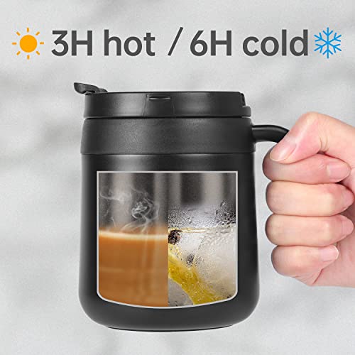IDOKER Coffee Mug, Insulated Coffee Mug with Handle, Stainless Steel Coffee Mug with Lip, Reusable Insulated Mug, Coffee Tumbler Thermos, Tea Cups, 12OZ.