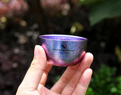 Boundless Voyage Titanium Double Layer Anti-scalding Colorful Teacup Wide Mouth Wine Tea Mug Lightweight Camping Drinkware for Daily Used Hiking Ti3082D(purple)