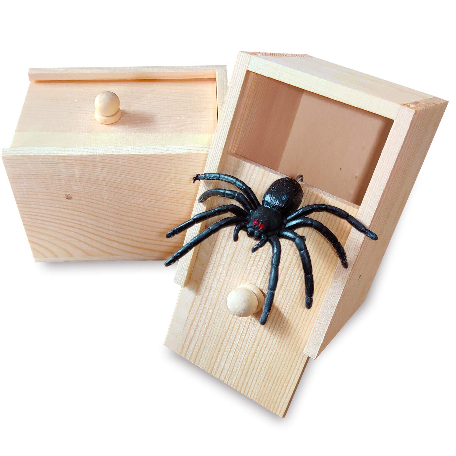GIIOASA Rubber Spider Prank Surprise Box,Handcrafted Wooden Surprise Box, Fun Practical Surprise Joke Boxes,SpiderBox-Single