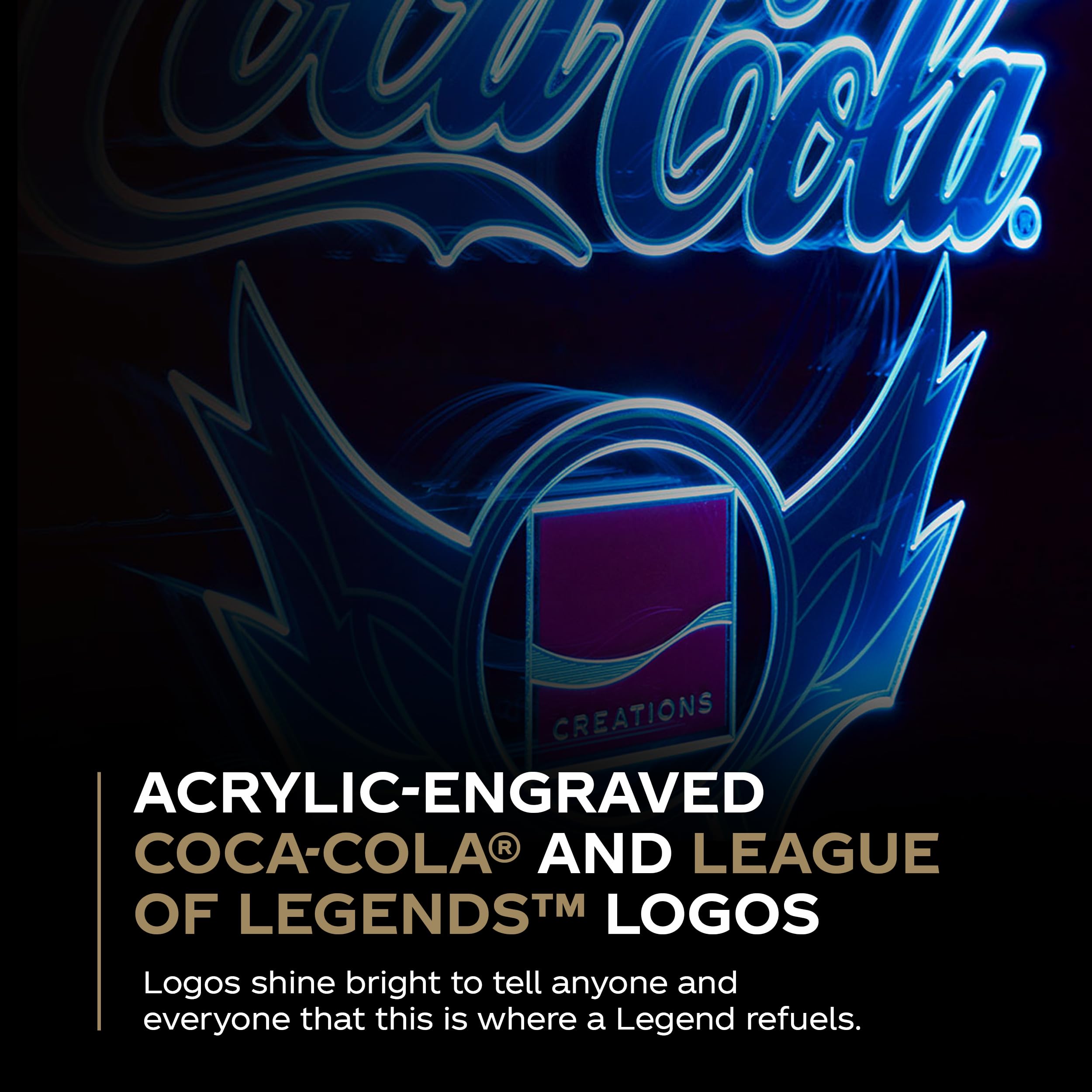 Cooluli League of Legends® Ultimate 48L Mini Fridge – Limited Edition Coca-Cola® Exclusive Gaming Room Mini Fridge, Cool LED lighting, Glass Door with Illuminating Logos and Temperature Controls
