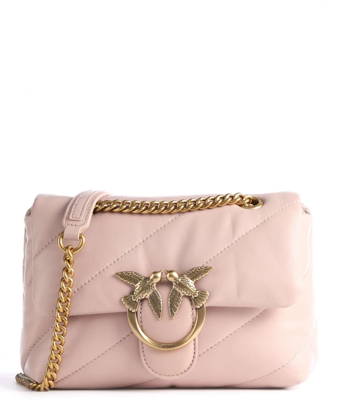 Pinko Love Mini Puff Maxi Leather Shoulder Bag, Pink