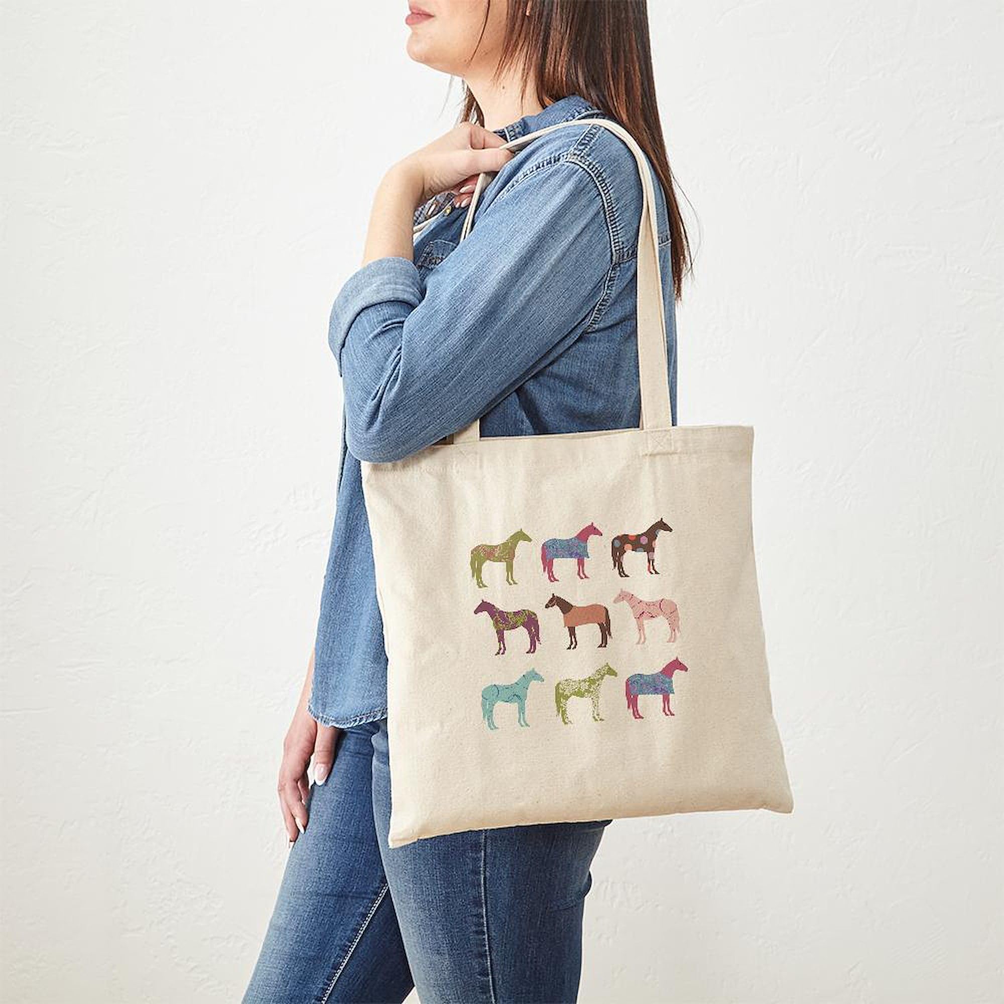 CafePress Colorful Horse Pattern Tote Bag Canvas Tote Shopping Bag