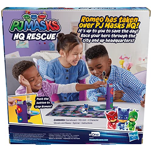 PJ Masks Hasbro Gaming HQ Rescue Kids Board Game, Preschool Games, Race to Stop Romeo, Includes 3D Plastic Tower, Kids Games Ages 4 and Up