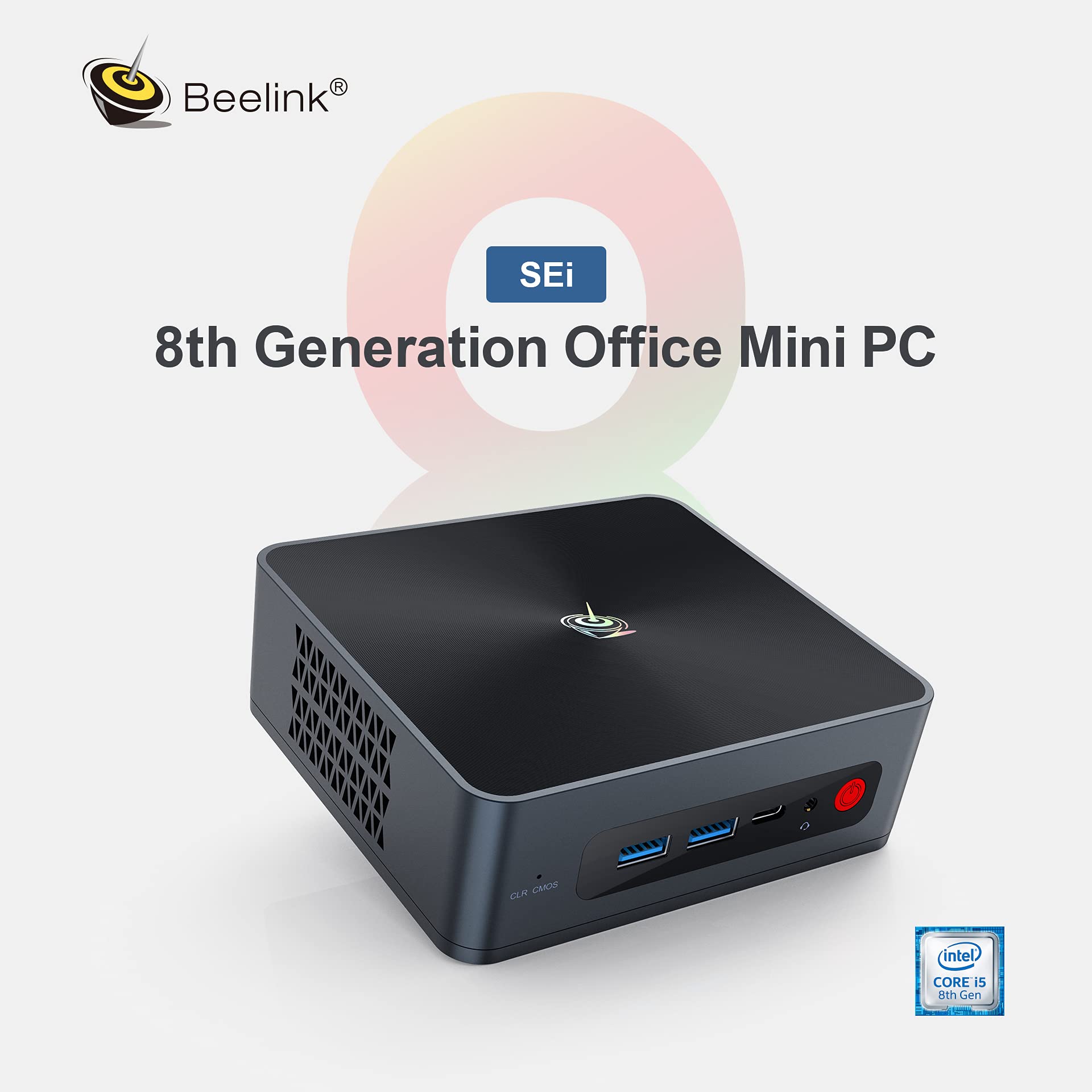 Beelink SEi8 Mini PC 8th Generation Intel i5-8279U Processor,(up to 4.1GHz) Mini Computer with 8G DDR4 RAM/256G M.2 NVME SSD,Supports 6MB Smart Cache,4K@30Hz Dual HDMI,WiFi5,BT5.0