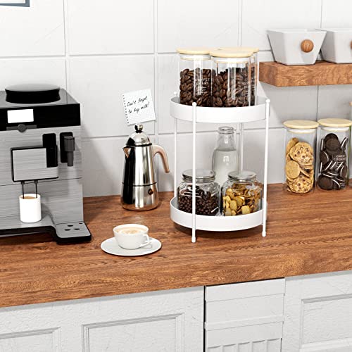 EKNITEY Bathroom Organizer Countertop Tray - Perfume Counter Organizers Small Sink Storage for Vanity Skincare 2 Tier (White)