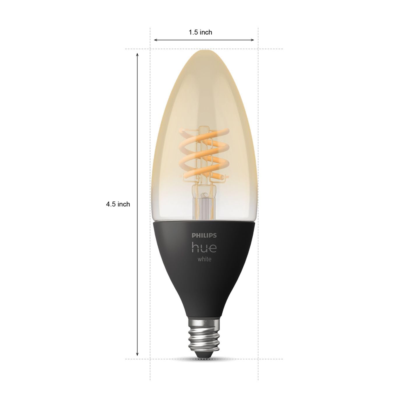 Philips Hue White Ambiance Filament E12 Candle Bulb Full Range of White Light, Compatible with Alexa, Google Assistant, and Apple HomeKit, Black