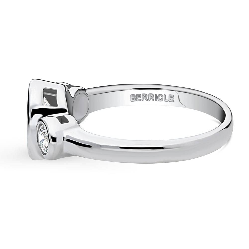 BERRICLE Sterling Silver 3-Stone Wedding Engagement Rings Oval Cut Cubic Zirconia CZ Anniversary Promise Ring for Women, Rhodium Plated Size 8