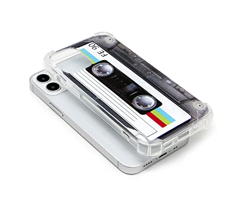 FAteamll Case for iPhone 12 Mini, Matte Finish Heavy Duty Soft Back Cover with Reinforced Corners TPU Soft Bumper Retro Cassette Tape Case Compatible with iPhone 12 Mini 5.4 Inch 2020 Released