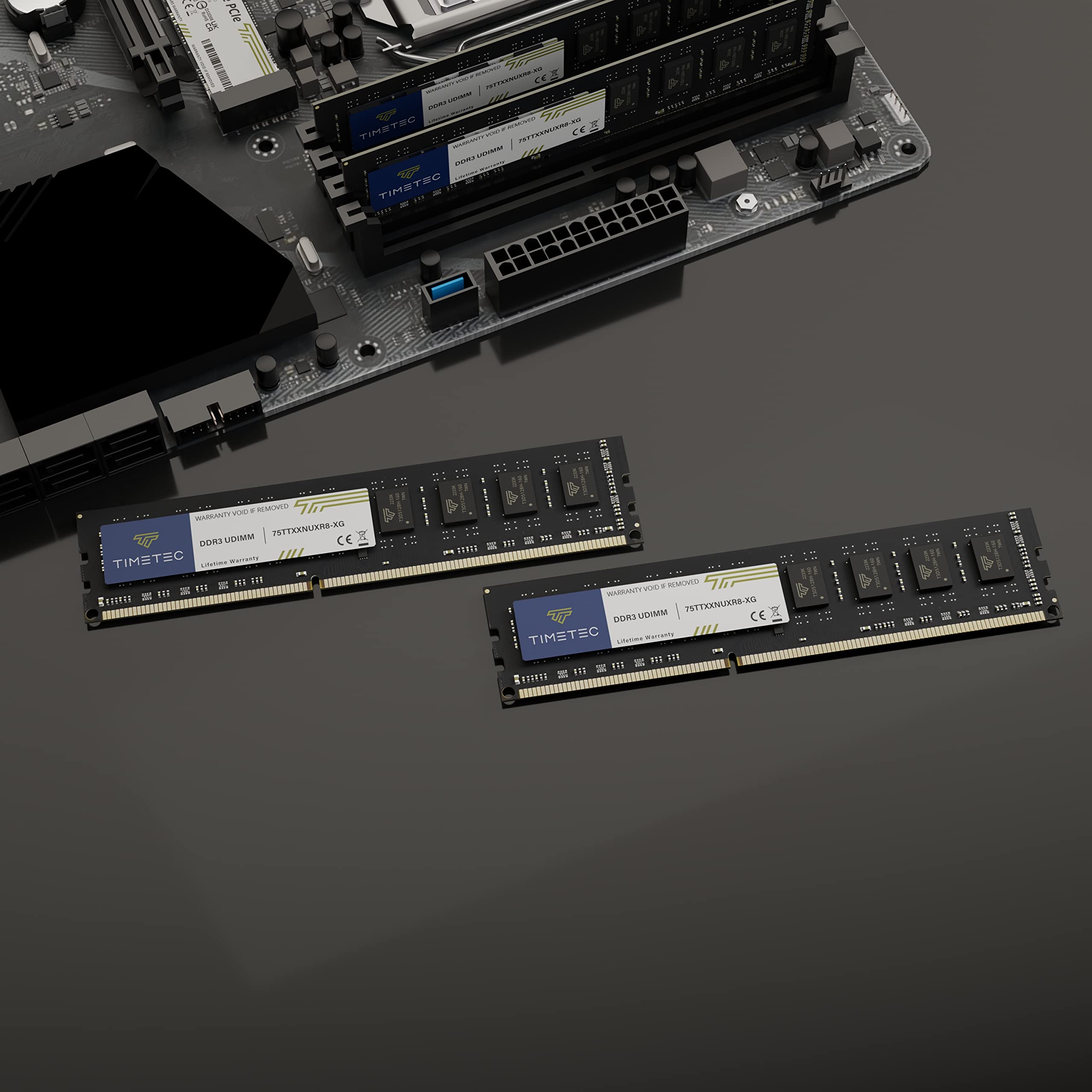 Timetec 16GB KIT(2x8GB) DDR3 / DDR3L 1333MHz PC3-10600 Non-ECC Unbuffered 1.5V / 1.35V CL9 2Rx8 Dual Rank 240 Pin UDIMM PC Desktop Computer Memory RAM Module Upgrade (16GB KIT(2x8GB))