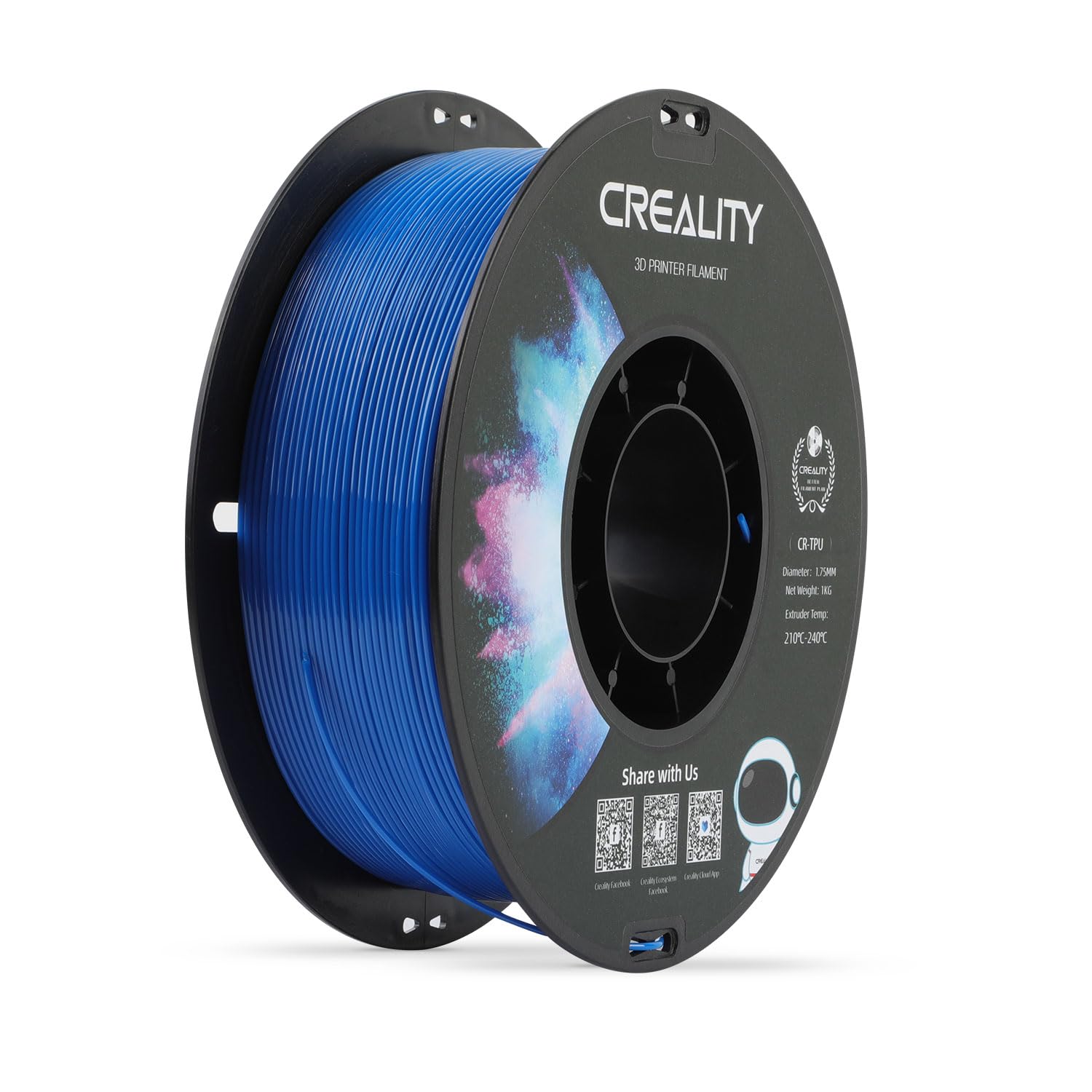 Creality TPU Filament 1.75, 95A TPU Flexible Filament, Higher Hardness & Resilience, Soft Adhesive Material, Elastic, 1kg(2.2lbs) 3D Printing Filament for 3D Printer (Blue)