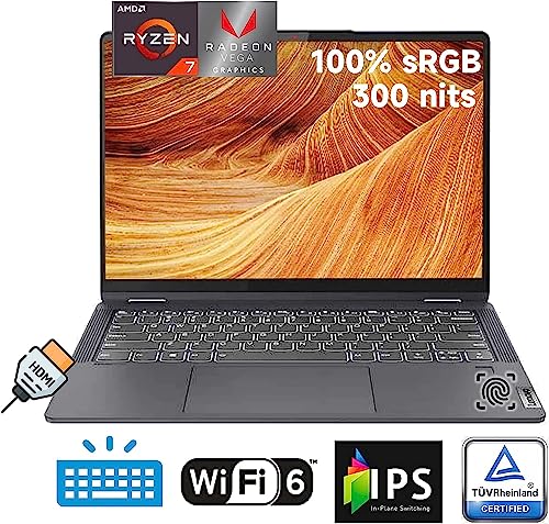 Lenovo Flex 5 14" 2-in-1 16:10 2.2K (2240x1400) Touchscreen Laptop, 8-Core AMD Ryzen 7 5700U, 16GB RAM, 512GB PCIe SSD, Wi-Fi 6, Windows 11, Fingerprint, w/HDMI Cable