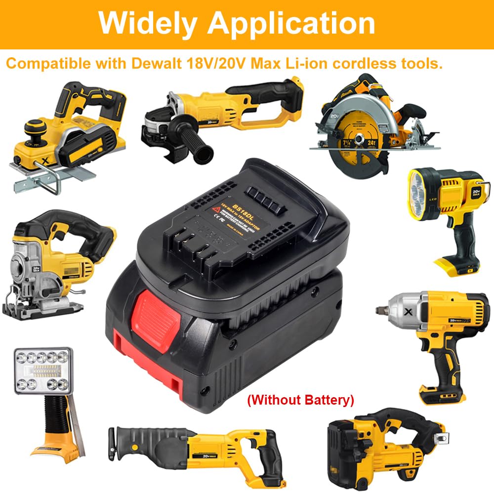 Replacement for Dewalt 20V Lithium Battery Adapter for Bosch to Dewalt 20V MAX XR Cordless Tool, Convert Bosch 18V Lithium Battery BAT609 BAT612 to DeWalt 18V/ 20V Lithium Ion Battery DCB200 DCB204