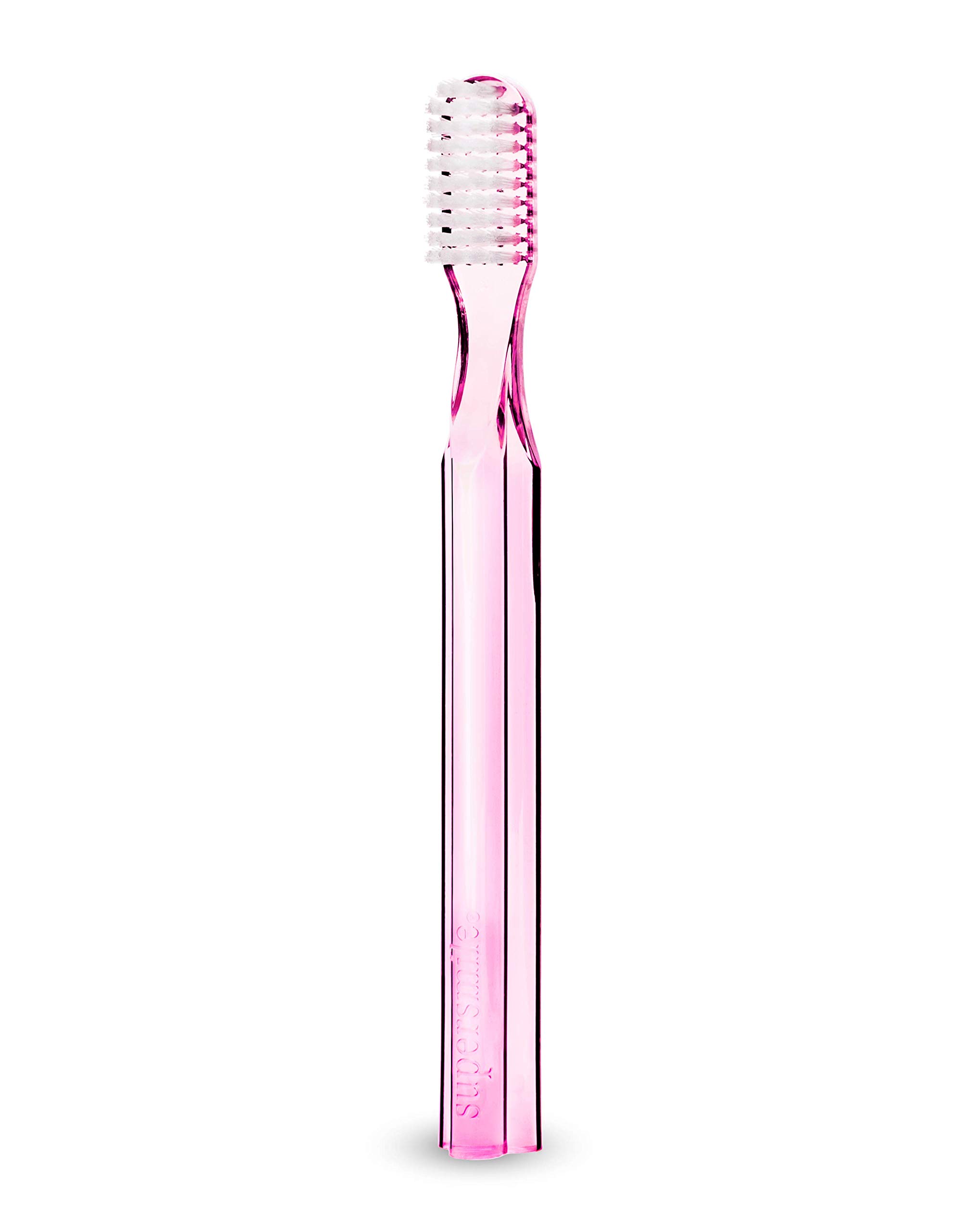 Supersmile New Generation Toothbrush w/ Patented 45° Soft Nylon Bristles - Whitening Tooth Brush w/ Ergonomic Handle Guarantees ADA Recommended Brushing Angle for Adults & Children (Pink)