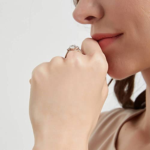 BERRICLE Sterling Silver 3-Stone Wedding Engagement Rings Round Cubic Zirconia CZ Anniversary Promise Ring for Women, Rhodium Plated Size 7
