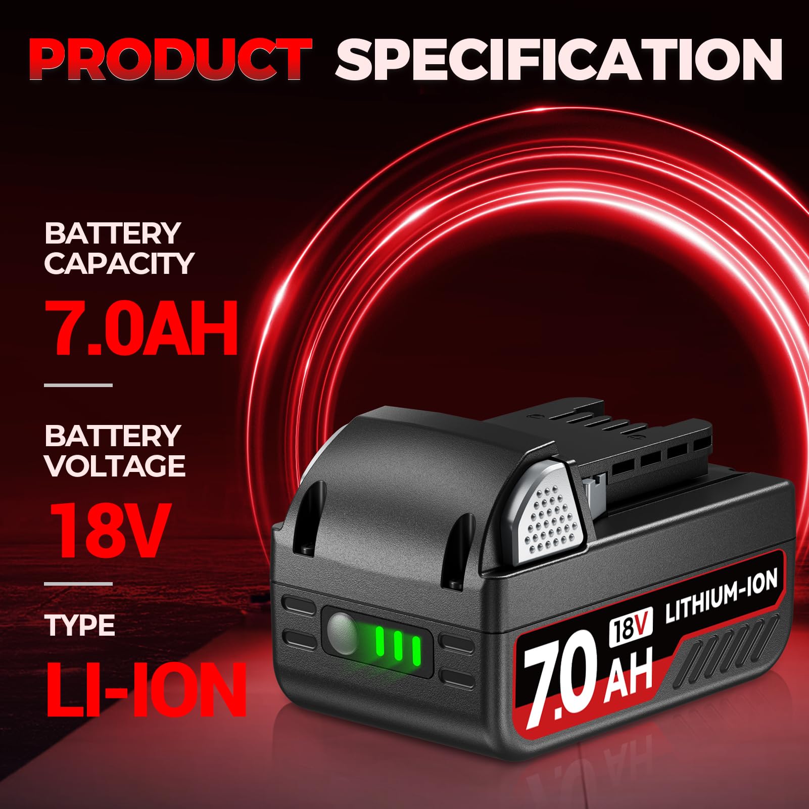 GROWFEAT 18V 2Pack 7.0Ah Battery and Charger Combo Kit Replacement for Milwaukee M-18 Battery, Lithium-ion 18volt Compatible with Milwaukee Battery 18V Cordless Tools