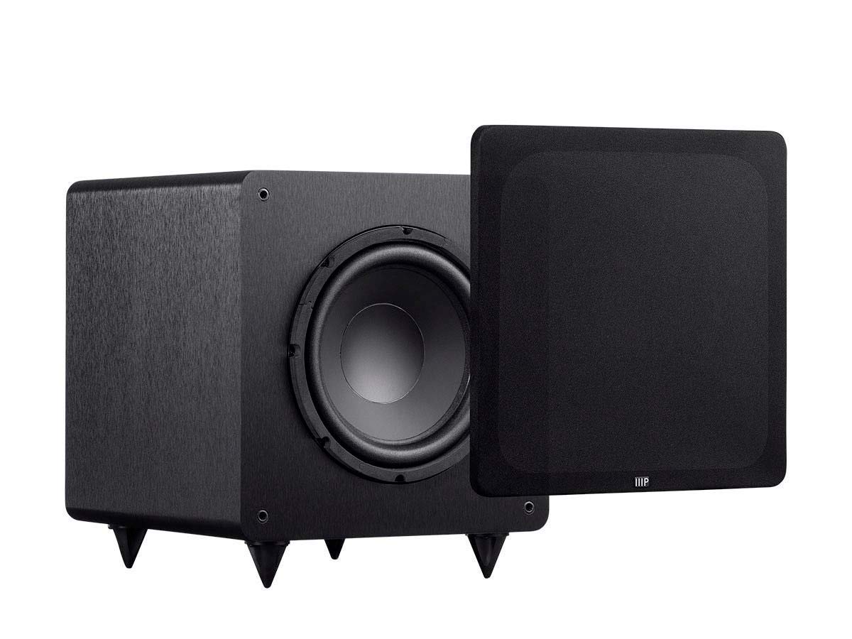 Monoprice SW-10 150 Watt RMS (300 Watt Peak) Powered Subwoofer 10in, Ported Design, Variable Phase Control, Variable Low Pass Filter, for Home Theater