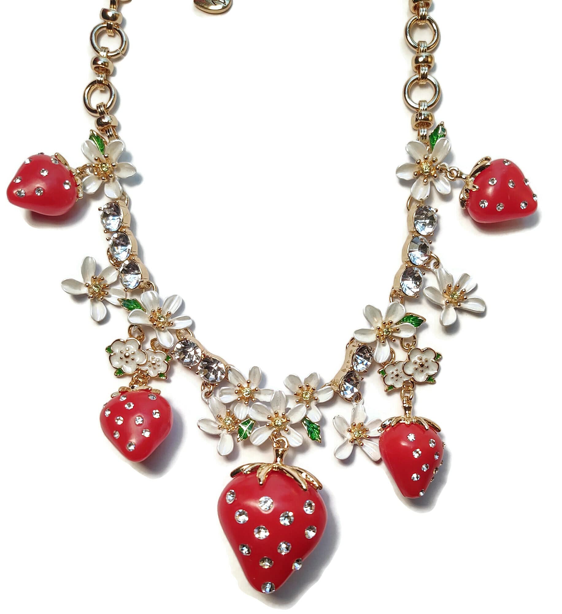 Betsey Johnson Strawberry Floral Lilly Necklace, Red