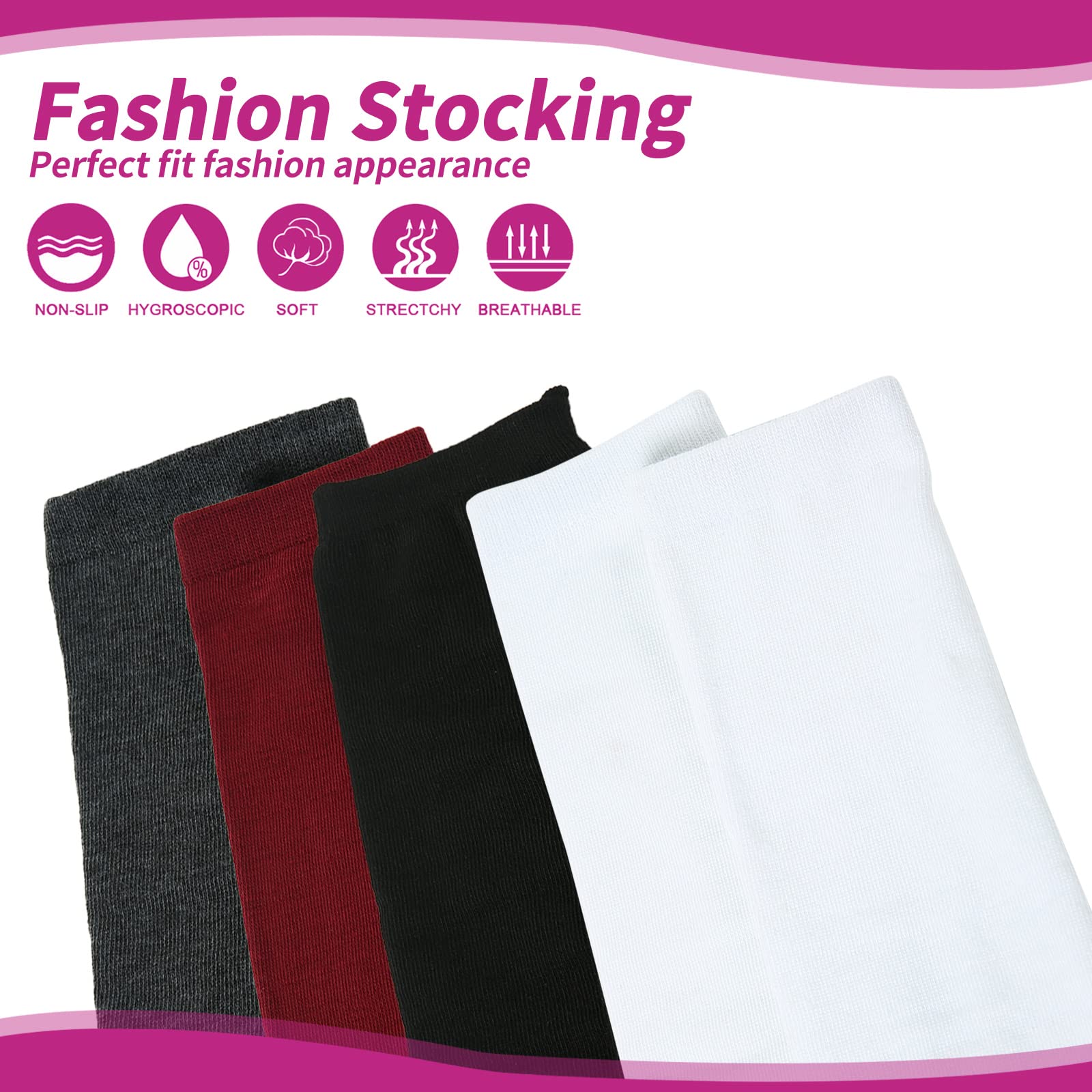 Buauty 4 Pairs Thigh High Socks,Knee High Socks,Long Socks,Halloween Cute Over The Knee Stripes Socks For Women , Medium