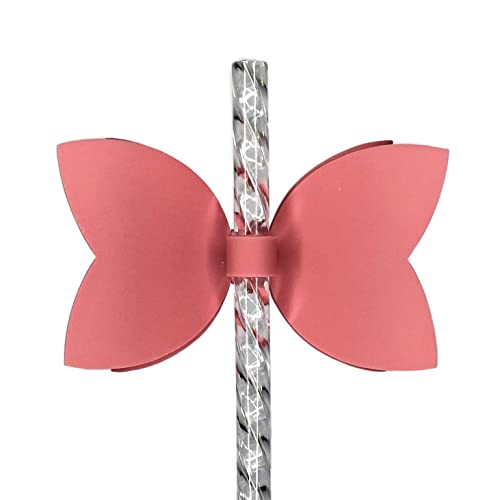 Bow Straw Topper, Silicone Jelly Straw Topper, Handmade (Dusty Pink), 3.5in x 1in x 2in