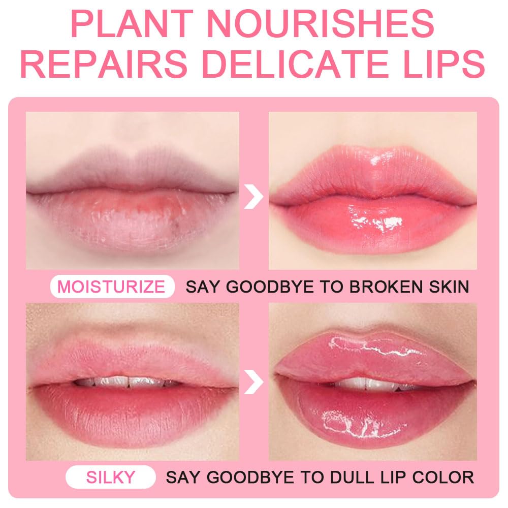 BINGBRUSH 3 Pcs Color Changing Lip Gloss Tinted, Pink Plumping Magic Mood Lipstick Lip Glaze, High-Shine Clear Lip Stain Lip Balm Lip Care, Longlasting Moisturizing Lip Glow Oil