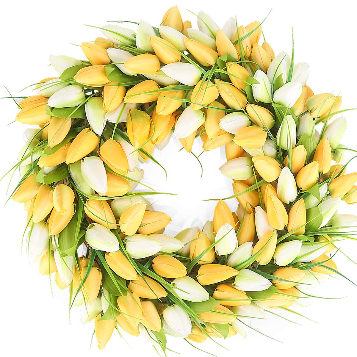 BOMAROLAN Tulip Wreath 20 Inch for Front Door Summer Fall Large Wreaths Springtime All Year Around for Outdoor Door Indoor Wall Or Window Décor Festival Decoration