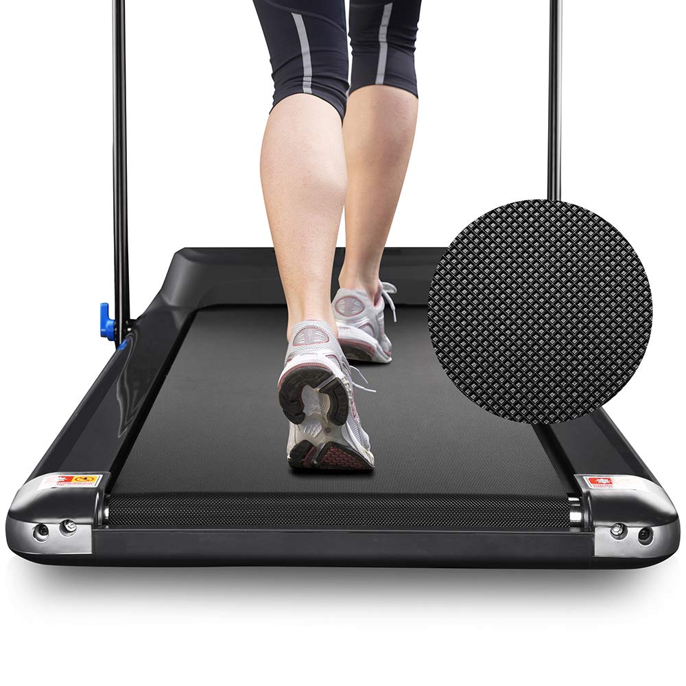 AW Folding Treadmill with Removable Desk, Motorized Running Walking Jogging Fitness Treadmills with Lift Table for Home Office Exercise Apartment/Basement Workout, Black