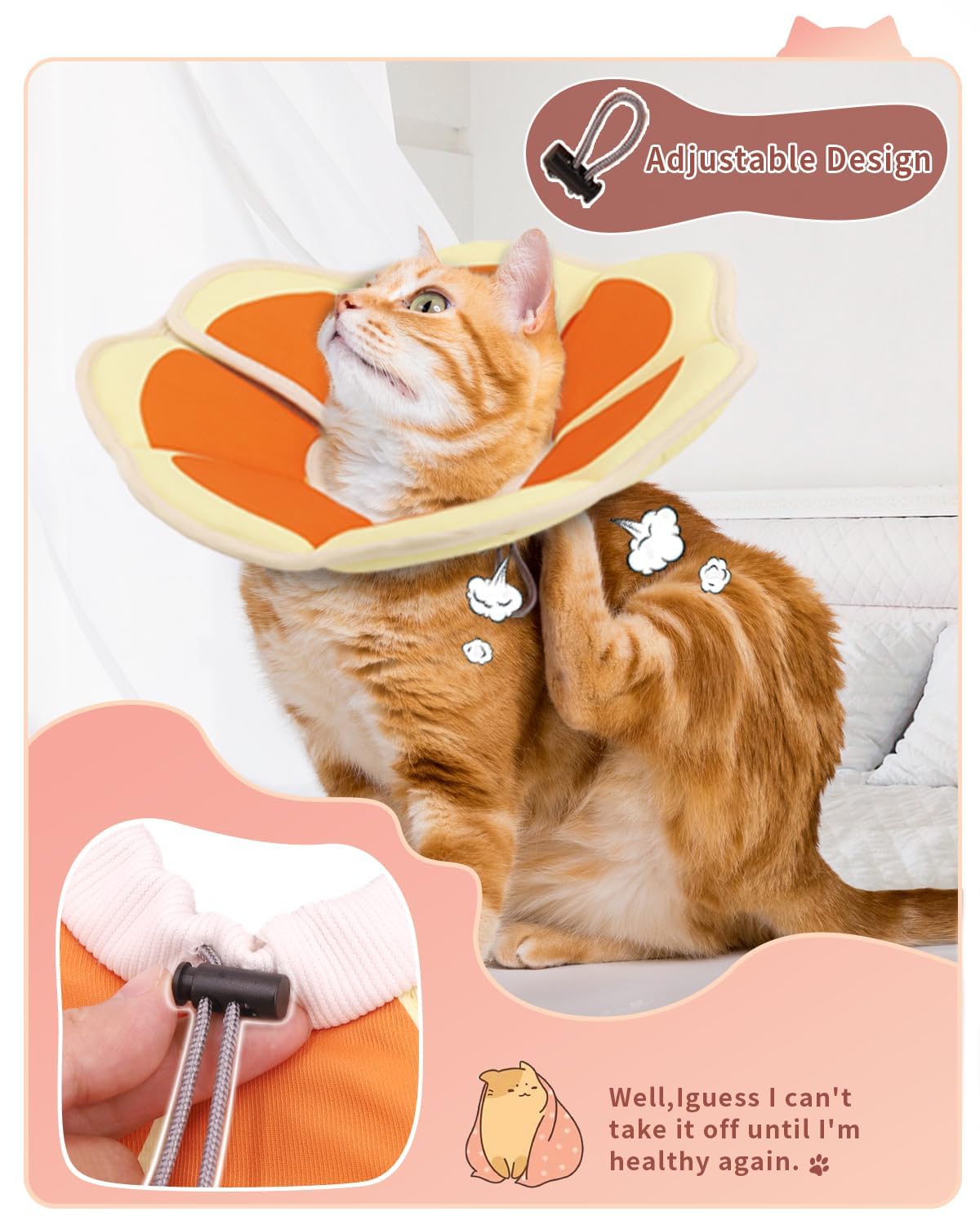 Pawfun Cat Cone Collar Soft, Protective Cat Recovery Collar to Stop Licking After Surgery, Comfortable Kitten Cones Elizabethan Collar for Small Medium Large Cats Prevent from Licking Wounds