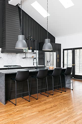 Signature Design by Ashley Centiar Urban Industrial 28.75" Pub Height Bucket Seat Barstool, 2 Count, Black