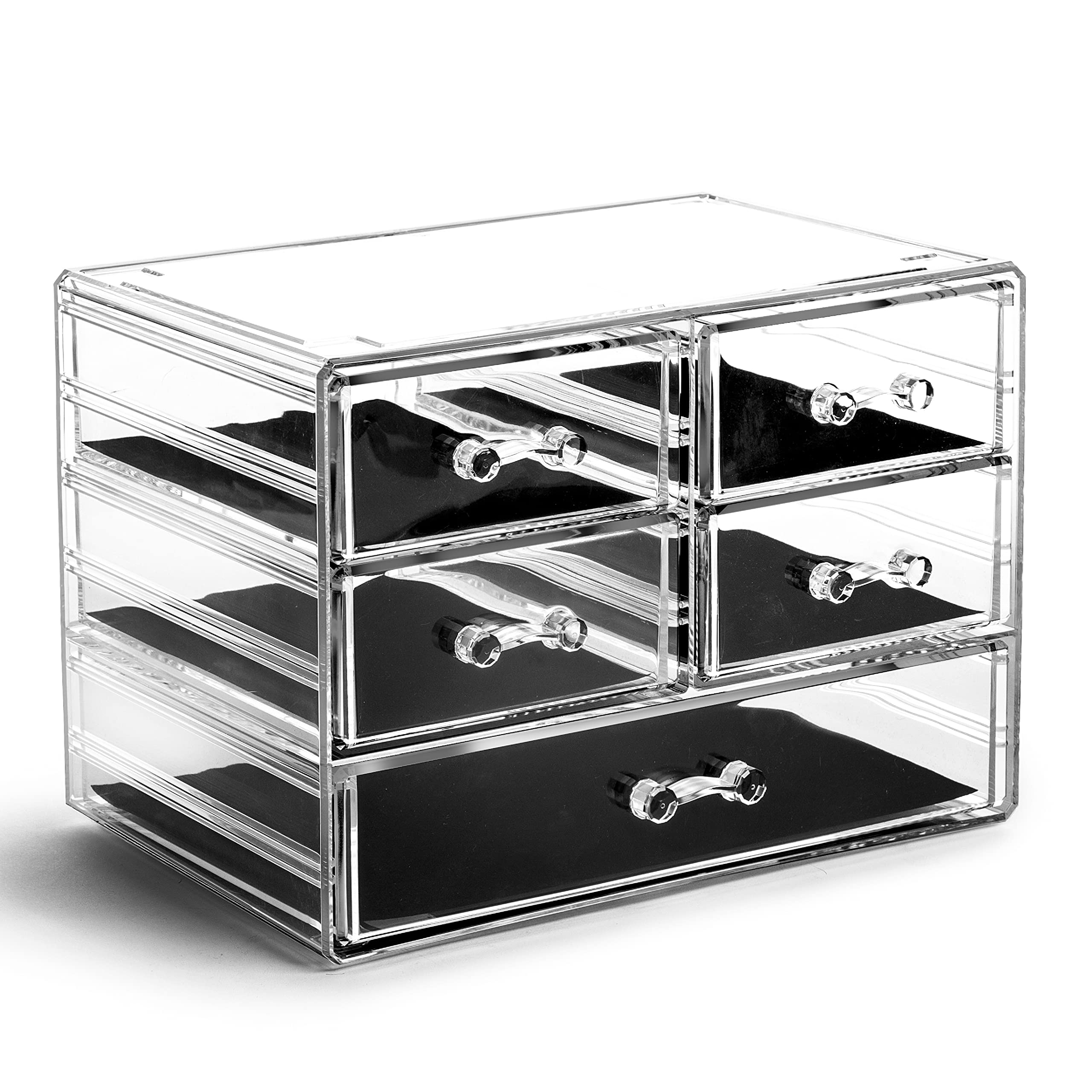 BINO | 5 Drawer Makeup Organizer - Houston | THE MANHATTAN SERIES | Makeup Drawer Organizer | Makeup Storage | Cosmetic Organizer | Vanity Organizer | Clear Makeup Organizers And Storage Cases
