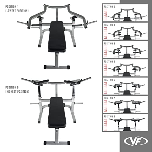 Valor Fitness BF-47 - Weight Bench Press Machine - 9 Adjustable Positions Flat Incline with Converging Arms - Plate Loaded - Chest Arm Ab Workout, Home Gym Equipment 250 LB Combined Max