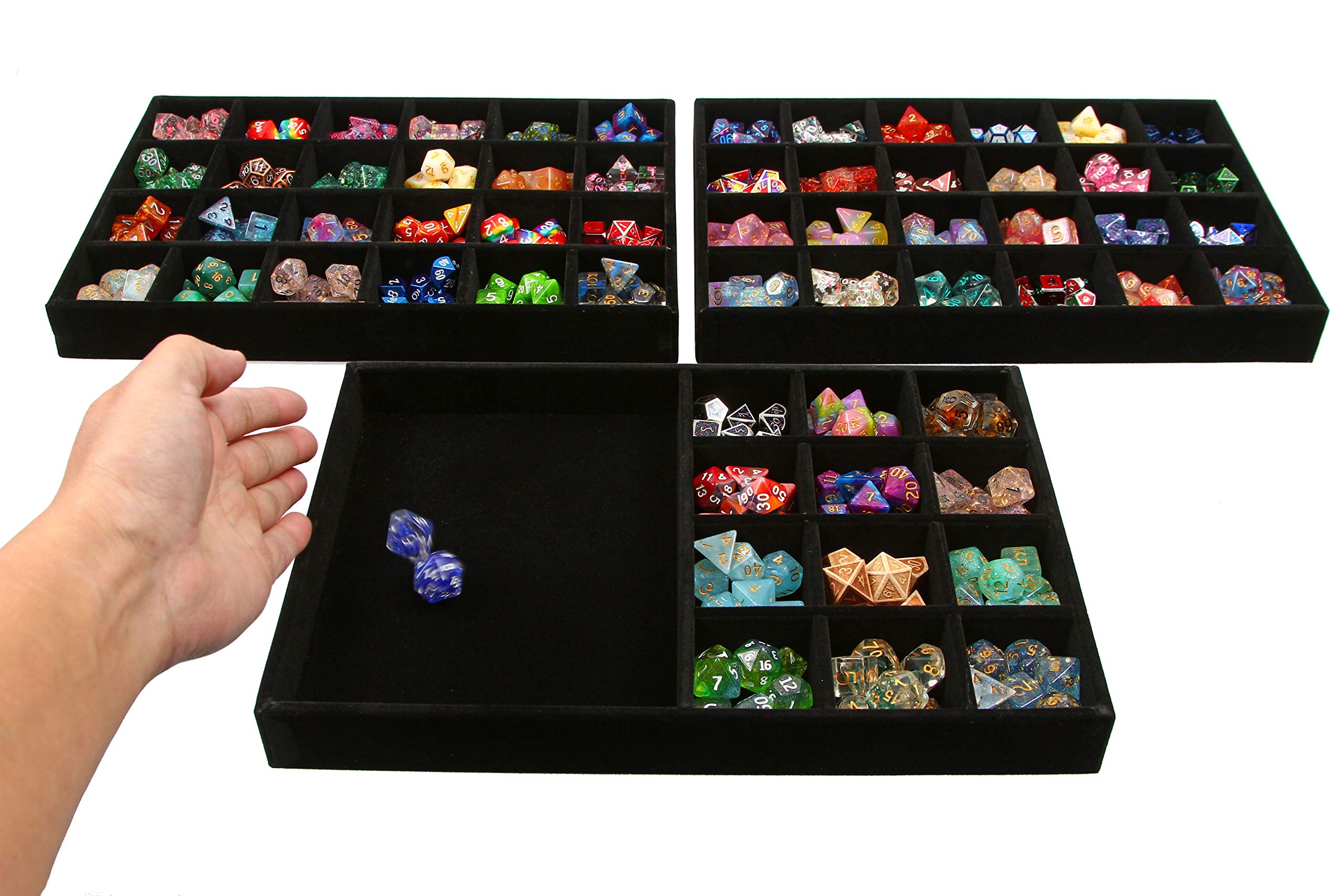Forged Dice Co. Dice Display Case and Rolling Tray with 3 Removable Divided Dice Trays - Storage Box Holds up to 720 Metal or Plastic Polyhedral Dice Sets - Great for Dice Collectors or RPG D&D Games