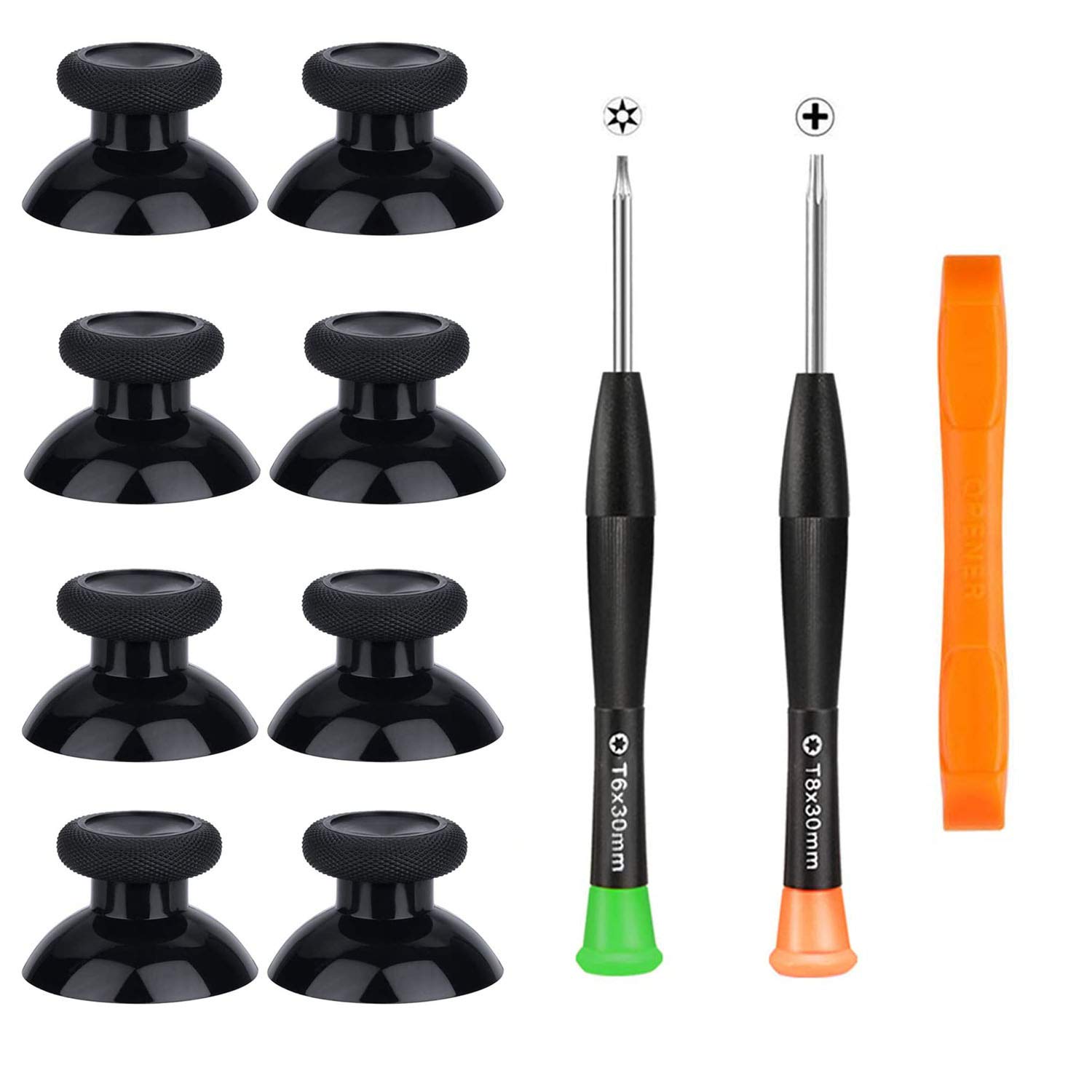 Replacement Thumbsticks for Xbox One/ PS4 Original Controllers, (8 Pcs)Black Analog Thumb Joysticks for Xbox One S ,T8 T6 Repair Screwdriver Kit for Xbox One Controller