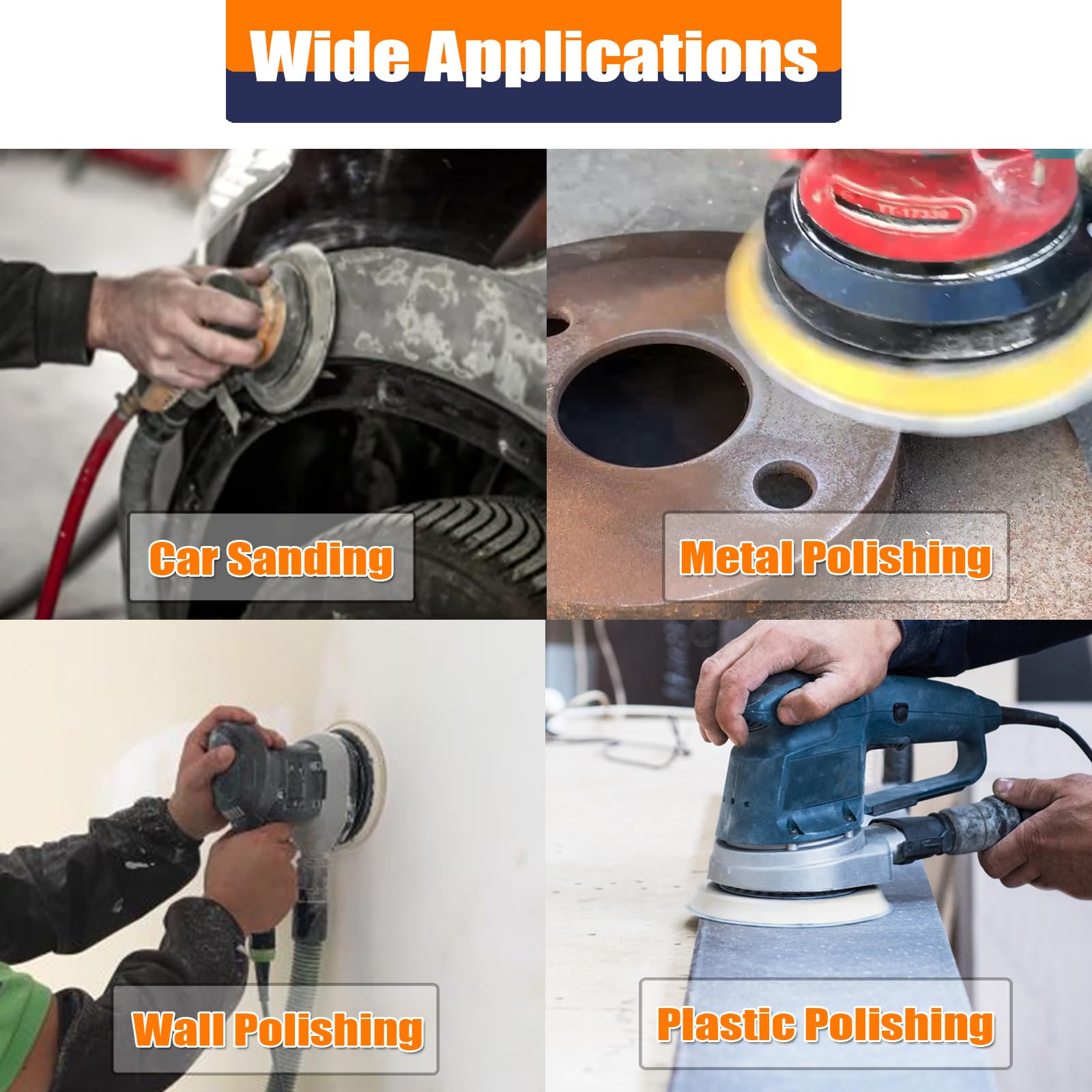 Sanding Discs Variety Grit Sandpaper: Hook Loop Disc 5-Inch 8-Holes 60 80 120 180 240 320 400 600 Grits(Each of 10) 80PCS
