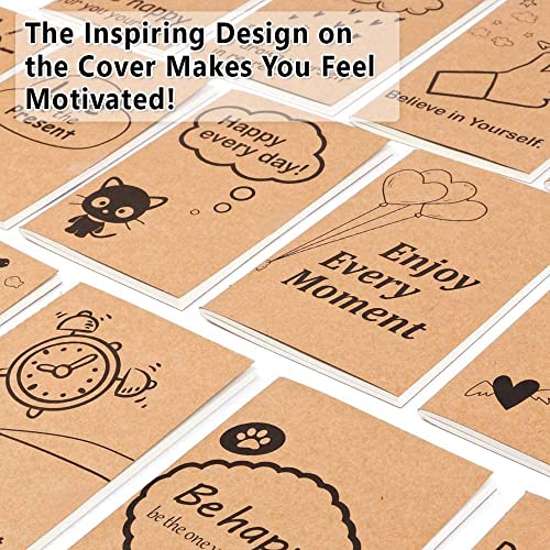 feela 15 Pack A6 Kraft Notebooks, 15 Designs Cute Mini Pocket Notebooks and Journals, Lined Motivation Small Journal Notebook Notepad Bulk for School Supplies Women Taking Memos, 4.1X5.8 in, 80 Pages
