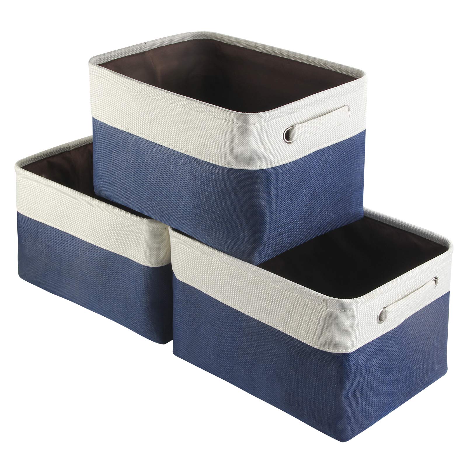 Awekris Storage Bins, Collapsible Cube Baskets Containers with Sturdy Cotton Handles, Foldable Fabric Storage Boxes Organizer for Nursery, Shelf, Closet, Office (Royal Blue, 15 x 9.8 x 8.6-3 Pack)