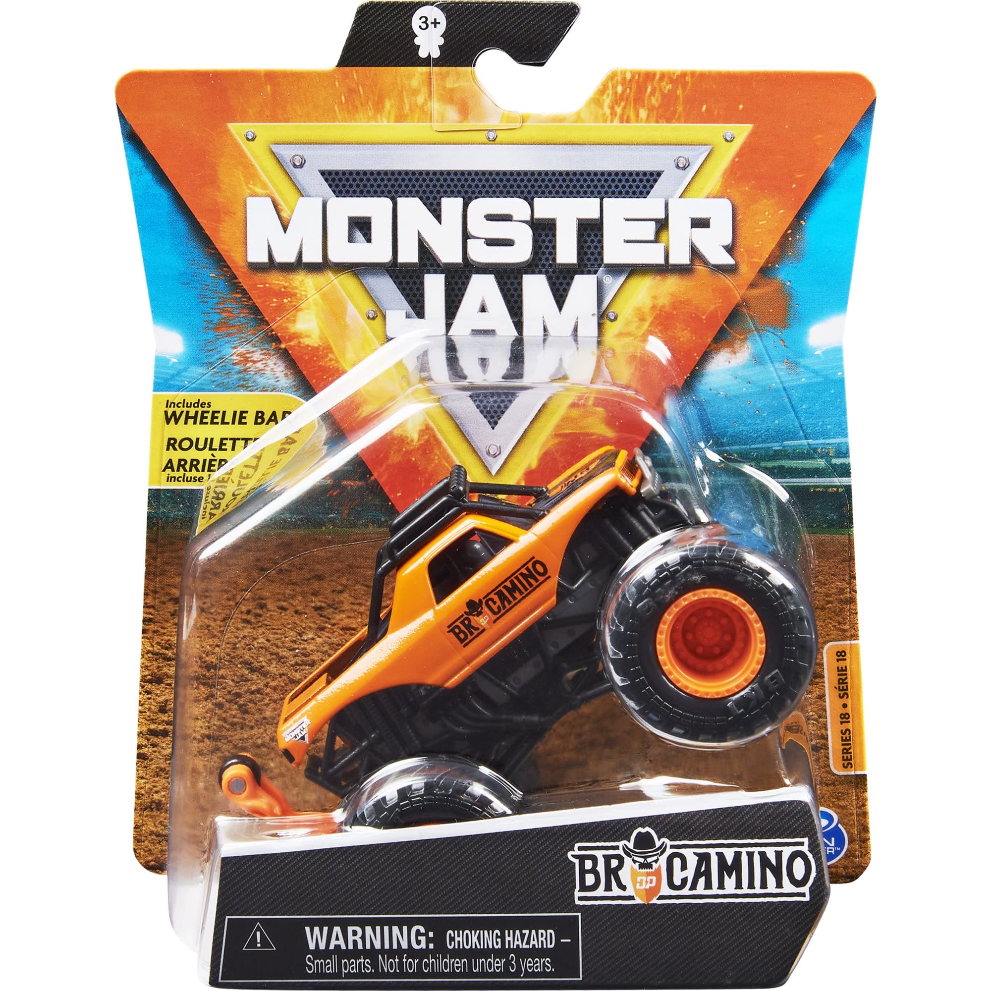 Monster Jam 2021 Spin Master 1:64 Diecast Monster Truck with Wheelie Bar: Arena Favorites Brocamino