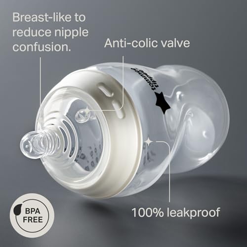Tommee Tippee Natural Start Baby’s First Bottle Set, 2 x 5oz and 2 x 9oz Anti-Colic Bottles, Slow and Medium Flow Nipples, 0-6 month Pacifier, Self-Sterilizing