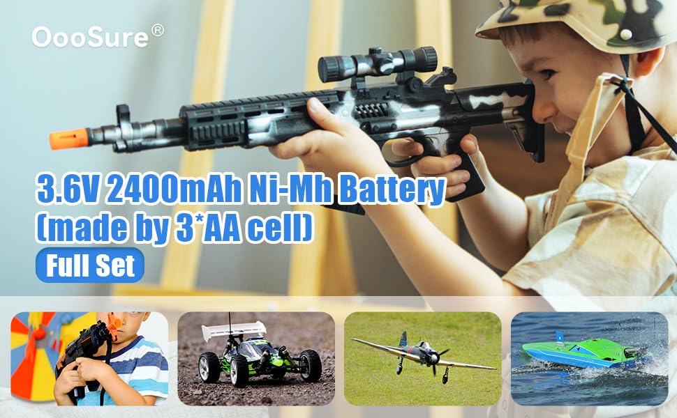 HJ 2 pcs 3.6V 2400mAh NI-MH 3xAA SM2P Battery with USB Charging Cable for Some Kind of RC Toy Car Boat Plane Flashlight Safe Equitment Electric Machine