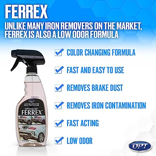 Optimum FerreX Iron Remover - 17 oz., Multi-Use Car Detailing Spray Acts as a Tar Remover and Car Wheel Cleaner, Safe for Use on Cars, RV's, Motorcycles, and Boats