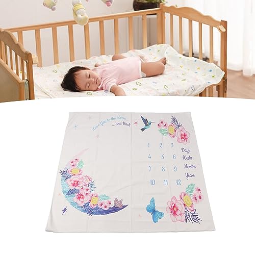 Baby Milestone Mat, Bright Colors Widely Used Baby Milestone Blanket Squared Flowers Birds Pattern 39.4in Wide for Party