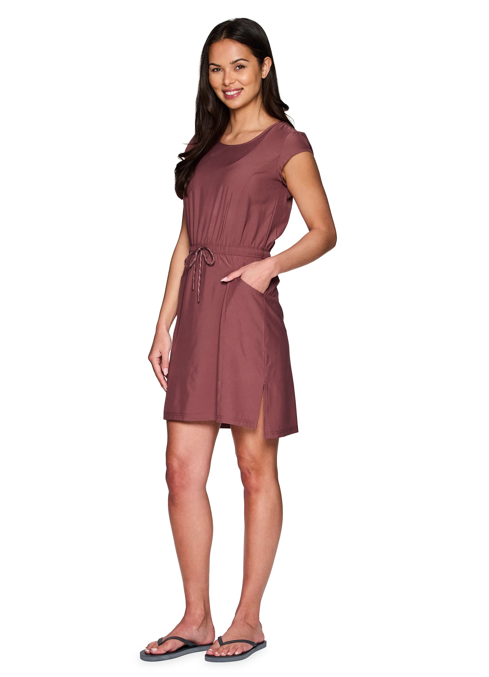 Avalanche Women's Short Sleeve Woven Dress Golf Hiking Dress with Pockets Blue S