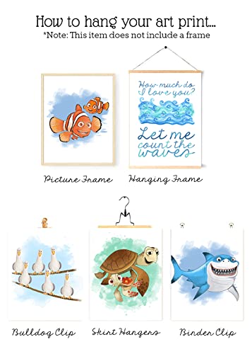 Silly Goose Gifts Nemo Fish Ocean Themed Character Wall Art Decor Baby Nursery Bedroom Room Bathroom (I'm Home Set of Six)